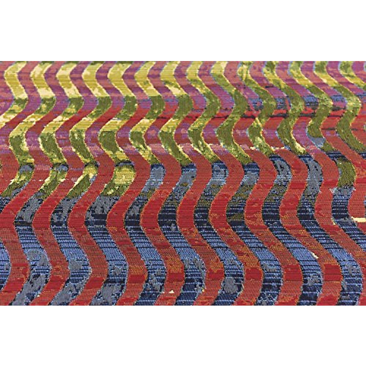 Unique Loom Outdoor Modern Collection Area Rug - Wavy (5' 3" x 8' Rectangle, Multi/ Beige)