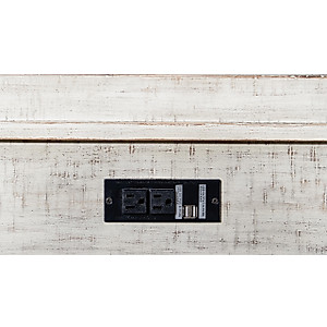 Signature Design by Ashley Carynhurst Rustic Farmhouse Printer Stand with Casters, Whitewash