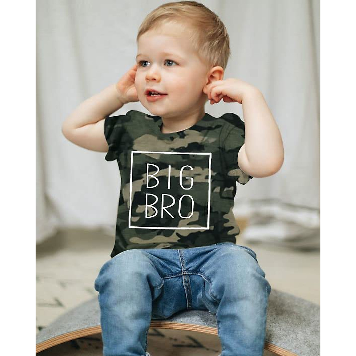 MNLYBABY Big Brother Shirt Toddler Baby Boy Promoted to Big Brother Announcement Tshirt Infant Short Sleeve Clothes Camo
