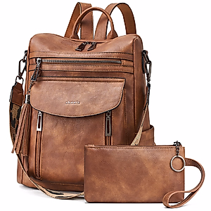 Shrrie Backpack Purse for Women Fashion Leather Backpack Purse Designer Travel Backpack Convertible Shoulder Bag with Wristlet