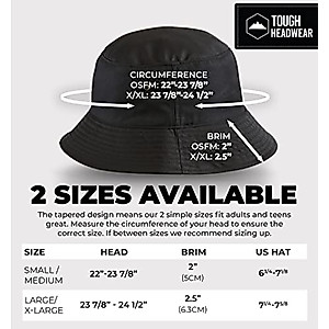 Tough Headwear Bucket Hat for Men & Women - UPF50+ Sun Protection - Foldable Beach Hat - Black