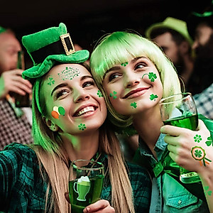 BROTOU 20 Sheets St. Patrick's Day Tattoos Stickers, Shamrock Tattoos Temporary Stickers, Irish St. Patrick's Day Parade and Favors Party Decorations