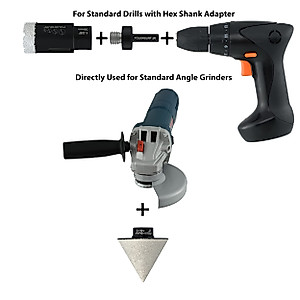 Diamond Core Drill Bits 1-3/8 Inch and Beveling Chamfer Bits 2 Inch Kit Vacuum Brazed Hole Saw with 5/8-11 Thread Plus 3/8 Inch Hex Shank Adapter (Set-2 with 1-3/8" (35mm) Diamond Core Drill Bit)