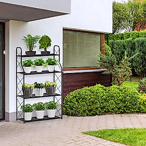 Kufutee 4 Tier Plant Stand Rack Indoor Outdoor Multiple Holder Shelf,Black