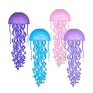 CHRORINE Mermaid Wish Jellyfish Hanging Decorations, Mermaid Birthday Party Decorations Supplies, Ocean Decor Under The Sea Party Decorations