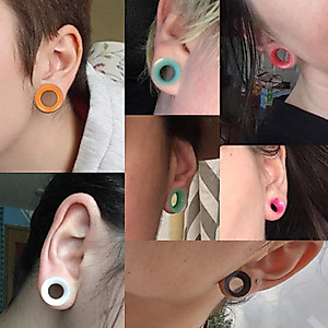 2g-1" 10Pairs Black Silicone Plugs Kit Ear Skins Gauges Soft Ear Expander Tunnels Stretching Set 6-25mm