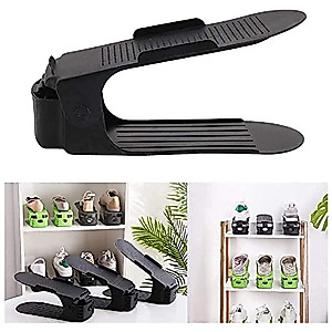 10 Pack Shoe Slots Organizer, Adjustable Double Layer Shoe Stack Sandals Rack, Shoe Slots Rack, 50 Space-Saving Storage Shoe Stacker Holder for Closet Organization