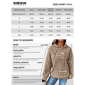SHEWIN Womens Hoodies Casual Long Sleeve Drawstring Waffle Hoodie Pullover Sweatshirts Loose Hooded Sweatshirt for Women Trendy Fall Tops,US 4-6(S),Khaki