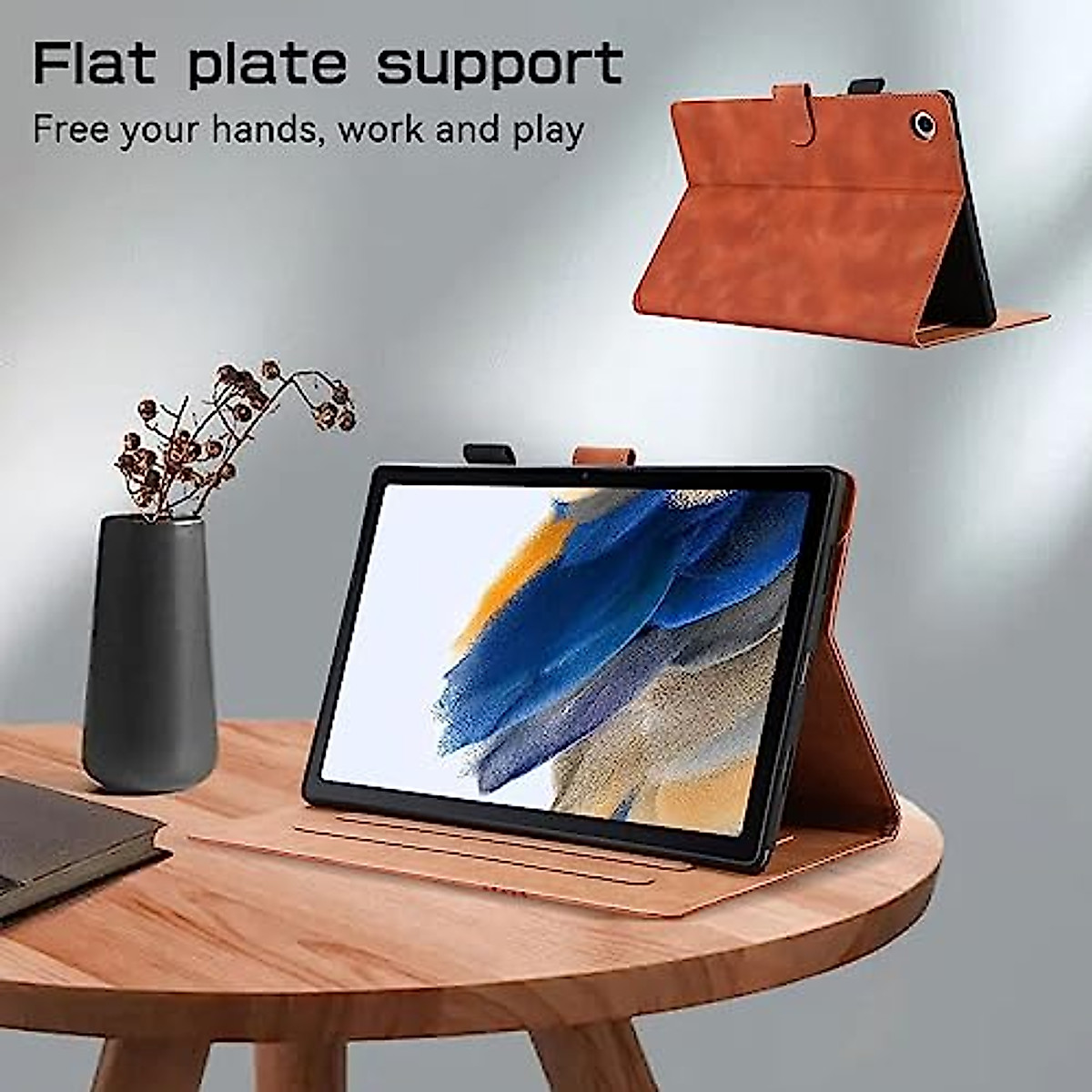 Business Special Butterfly Phonogram Pattern Cover with 2 Credit Card Slots Pencil Holder Kickstand Protective Case for iPad Air 1/iPad 5 9.7"-Brown