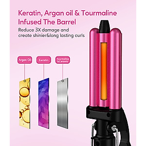 FARERY Mini Waver Curling Iron, 1/2 Inch, Hair Crimper for Women Beach Waves, Keratin & Argan Oil Infused, Dual Voltage, Pouch Bag