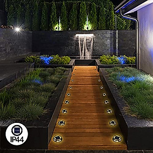 Wecusn 4 Pack 10 Lumen Solar Ground Lights, LED Solar Garden Lamp Disk Lights Waterproof In-Ground Outdoor Landscape Lighting for Patio Pathway Lawn Yard Driveway Walkway(Warm White)