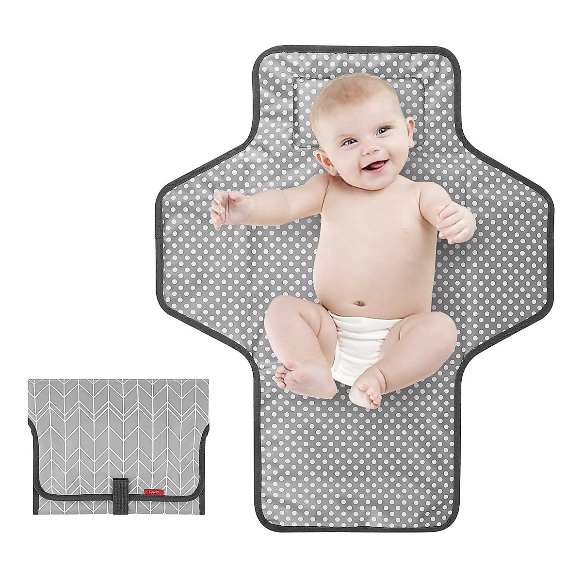 Changing Pad Cover & Portable Changing Pad - Babebay Ultra Soft Minky Dots Plush Changing Table Covers 2 Pack & Portable Travel Baby Changing Pads Waterproof for Baby 1 Pack