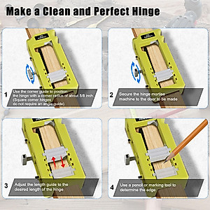 Door Hinge Jig, No Needed Hammer Door Hinge Router Jig, Door Hinge Ccutting Tool, Aadjustable Door Hinge Jig Kit for Router, Length 3” to 5” and Thickness 1/4” or 5/8” Hinges, Not Fit The Door Frame