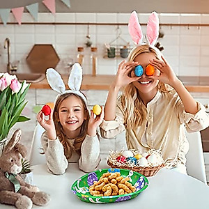 Shojoy 24 Pieces Easter Snack Tray Plastic Easter Egg Dessert Plates Easter Serving Tray Easter Bunny Serveware Party Serving Platter for Easter Party Decorations and Supplies
