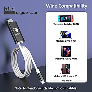 RREAKA Portable Switch Dock USB C to 4K HDMI Conversion Cable for Nintendo Switch/Switch OLED, TV HDMI Adapter Cable Compatible with Nintendo Switch, Steam Deck, Laptop,Tablet, Mobile Phone