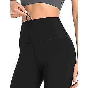HeyNuts Full Length Leggings for Women with Drawstring, High Waisted Compression Tummy Control Workout Yoga Gym Buttery Soft Pants 28’’ Black M(8/10)
