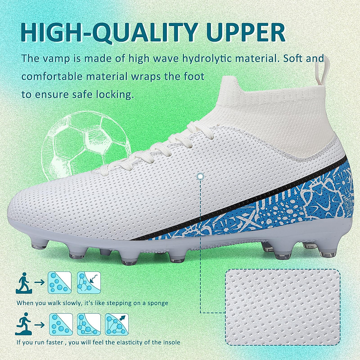 Soccer Cleats Mens Football Cleats Women Tacos de Futbol para Hombre Soccer Shoes for Big Boy Tacos de Futbol Zapatos de Futbol para Hombres Outdoor Soccer Shoes High Top Football Boots AG/FG