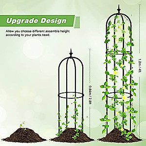 Garden Obelisk Trellis for Climbing Plants 4 Feet Tall Plant Support Cage, Tower Obelisk Plant Support Indoor Potted Plant, Plant Trellis for Climbing Vines, Tomato, Flower, Vegetable, Rose (2 Pack)