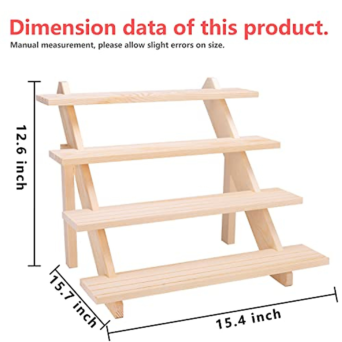 TOUNALKER 2 Packs Wooden Cupcake Display Stand, 4-Step Tiered Wood Retail Rustic Risers Display Shelf Organizer, Tabletop Vendor Display Shelves Rack for Collectibles Figures Perfumes Desserts