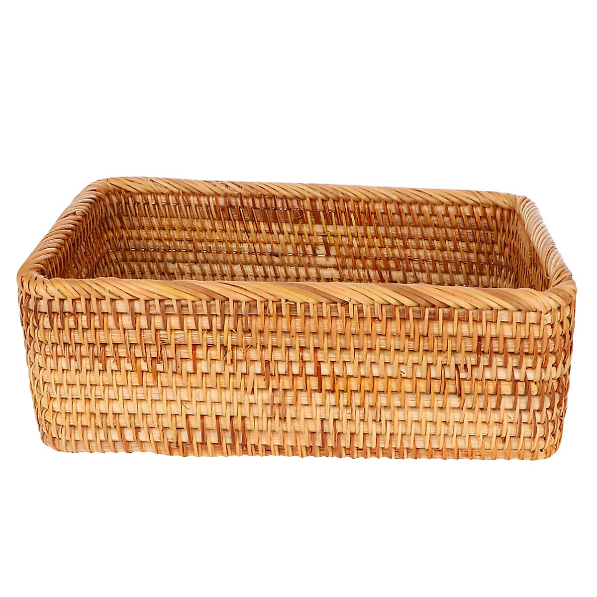 Zerodeko Organizer Rectangular Storage Basket Seagrass Storage Baskets Woven Storage Baskets Rattan Storage Basket Rattan Organizer Bins Seagrass Organizers Storage Box Wicker Sundry 1pc