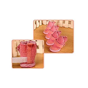 URBEST Dog Shoes with Hook Loop Closure Booties Pet Dog Chihuahua Shoes Boots, 4Pcs (1#, Pink)