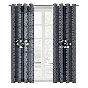 Thermalogic Ultimate Thermal Energy Saving Blackout Window Curtain Liner Fits with All Curtain Styles, 45" x 101" White for 108" Curtains
