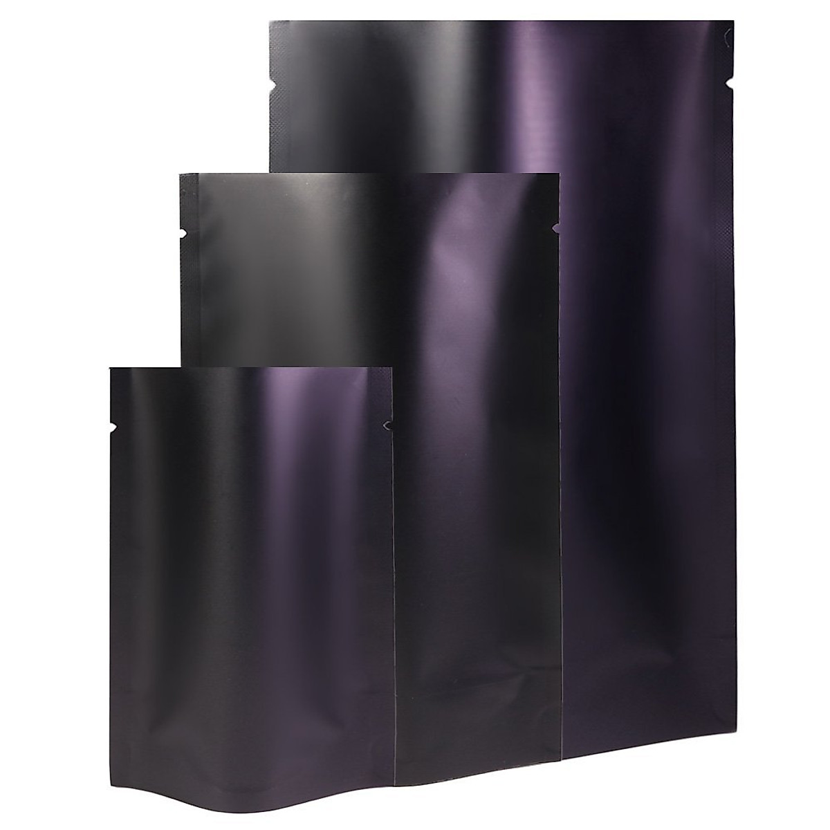 Pack of 100 Double-Sided Matte Black Open Top Non-Resealable Stand-Up Bags (5.1" x 7.5", Matte Black)