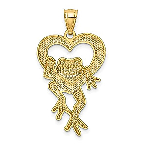 IceCarats 14K Yellow Gold Frog Heart Necklace Love Pendant Charm Only