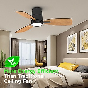 TALOYA Ceiling Fan with Lights and Remote Control 42 inch Multifunctional Quiet Fan with Three Color Temperature and High Brightness Light and Reversible Blades