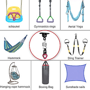 MDAIRC Heavy Duty Hanging Kit Swing Hangers and Hammock Spring and 360 smooth swing swivel spinner Kglobal Swivel Hook and Locking Snap Hooks for Wooden Sets，tire swing swivel, Seat Trapeze Yoga