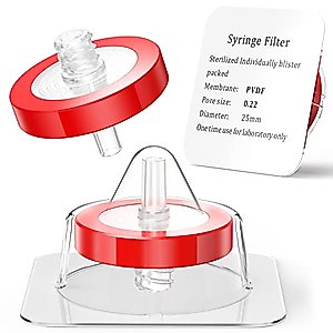 Sterile Syringe Filter PVDF Hydrophilic Filtration 0.22um Pore Size,25mm Membrane Diameter Individually Packed 10/pk by Biomed Solutions