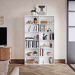 WAHEY Bookcase, 6-Tier Adjustable Open Storage Shelf Display Bookshelf, HOFB004
