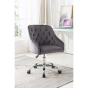 Modern Shell Swivel Chair, Velvet Desk and Chair, Leisure Office Chair Living Room Bedroom (Black)