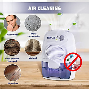 SEAVON Electric Dehumidifiers for Home, 2200 Cubic Feet (205 sq ft) Portable and Compact 16 oz Capacity Quiet Dehumidifiers for Basements, Bedroom, Bathroom, RV, Laundry Room, Closet, Auto Shut Off