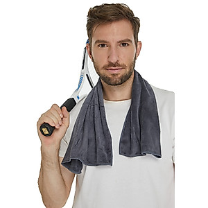 HOPESHINE Home Gyms Towel for Men Women Microfiber Gym Towels Cycling Workout Sweat Towel Set Quick Dry Exercise Sports Travel Towel Fast Drying 2-Pack (Black + Grey)