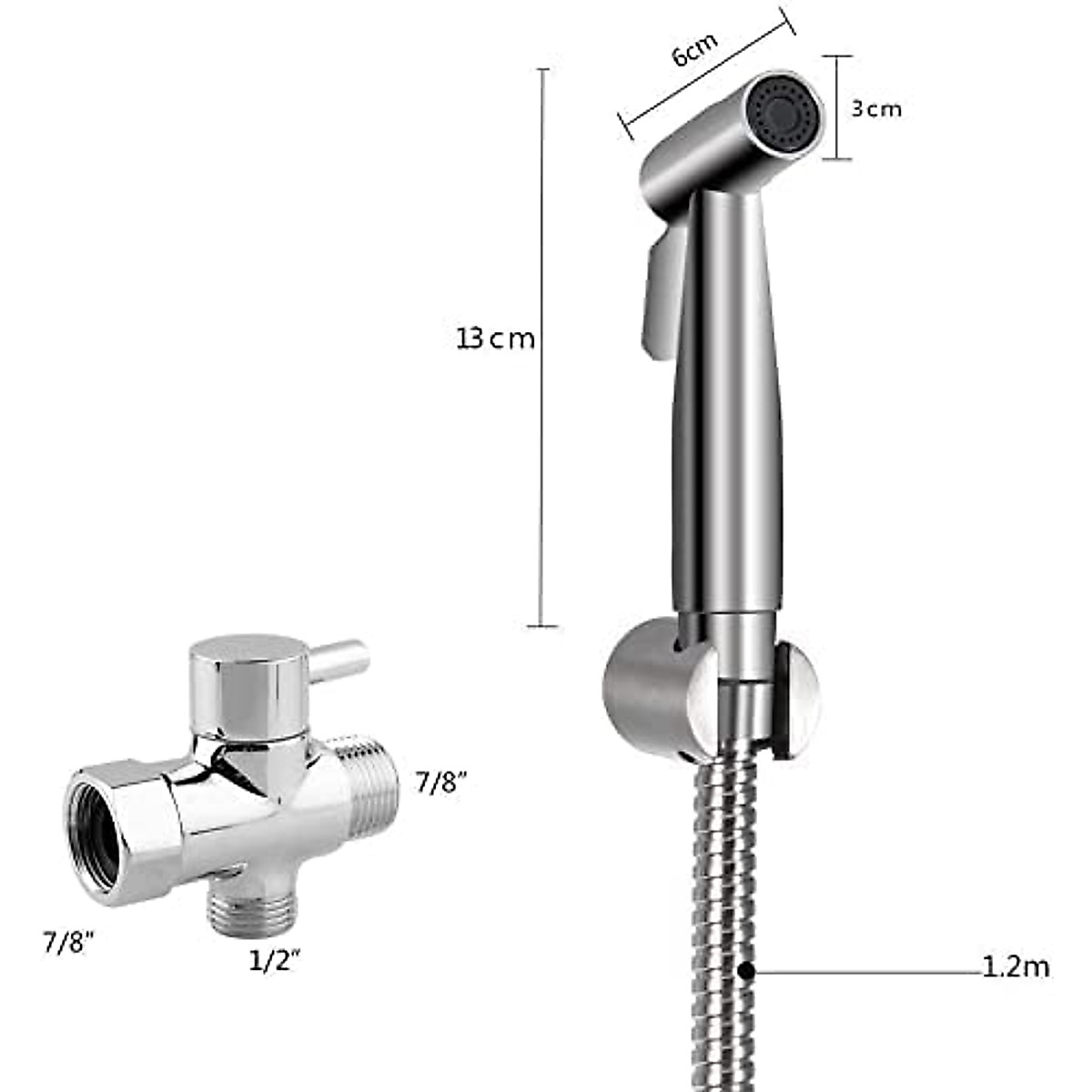 Bidet Sprayer for Toilet, Handheld bidet Toilet Spray Adjustable Water Pressure Control with Bidet Hose for Feminine Wash, Stainless Steel Brushed Nickel Cloth Diaper