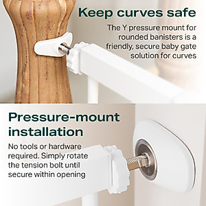 Cumbor 29.7-46" White Baby Gate & Cumbor 0-55" White Retractable Baby Gate for Stairs, Wide Safety Gates for Kids or Pets, Child Gate for Doorways, Hallways, Indoor, Outdoor