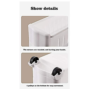 TXT&BAZ Mobile Ultra-Thin Storage Rack with Wheels, Slim Storage Cart，Rolling Cart，Kitchen Cart（4 Tier Plastic White