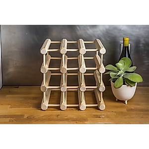 J.K. Adams Wood Stackable Modular Wine Rack Storage Holder with Natural Pins, 12 Bottle, Ash