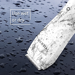 VIKICON Electric Body Hair Trimmer and Shaver: Ball Groomer & Mens Groin Trimmer with Replacement Ceramic Blade Head and Hard Case, White