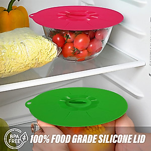 7 Pcs Silicone Lids for Bowls and Food Covers in 5 sizes, Microwave Covers for Food Splatter, Microwave Food Cover for Cups, Plates, Bowls and Universal Lid for Pots and Pans