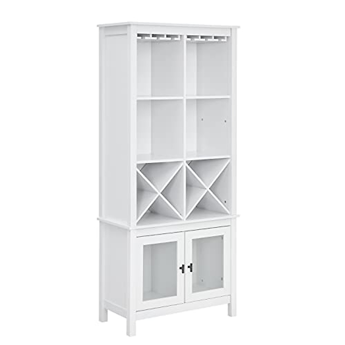 Home Source Jill Zarin White Bar Cabinet Bookshelf with Glass Doors