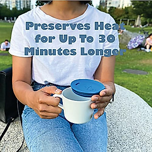 Reusable Coffee Cup Silicone Lid – Fits Any Tumbler, Water Bottle, & Ceramic Coffee Mug – Dishwasher-Safe Ceramic Travel Mug Lid Keeps Hot Cups Hot (Medium to Large - Navy)