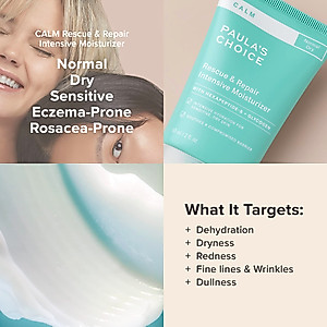 Paula's Choice CALM Intensive Moisturizer for Dry + Sensitive Skin, Calms + Soothes Redness, Suitable for Rosacea-Prone & Eczema-Prone Skin, Fragrance-Free & Paraben-Free, 2 Fl Oz.