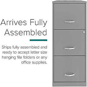 Scranton & Co 3 Drawer Metal Vertical File Cabinet with Lock Arctic Silver