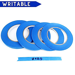 DOAY 4 Pack Blue Painters Tape - Fine Line Masking Tape 1/16", 1/8", 1/4", 1/2" x 60 Yards - Thin Automotive Pinstripe Tape for DIY, Paint, Art, Tumblers - Multi Size Pack - Total 240 Yards