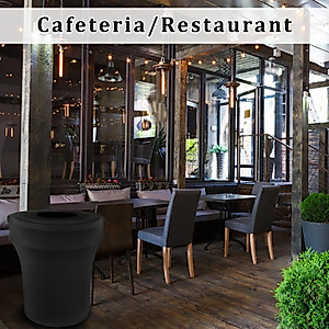 BSTKEY 32 Gallon Stretch Spandex Trash Can Cover, 4 Pack Outdoor Fitted Waste Container Cover Round Garbage Can Covers for Wedding Party Fundraiser Decor, without Trash Can (Black)