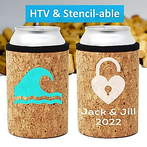 TahoeBay Cork Can Cooler Sleeves (6-Pack) 12oz Standard and Slim Size Insulating Blanks for Beer and Seltzer Cans (Standard Can)