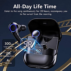 Brand Bluetooth Earbuds - Noise Cancelling Wireless Waterproof Headphones - Workout Earbuds with Smart Touch - Surround Sound Bluetooth Earbuds with Microphone and Charging Case - Carry Bag (White)