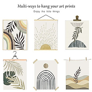 Howwii Boho Wall Art for Bedroom, Minimalist Boho Wall Decor Bathroom, Abstract Botanical Geometric Neutral Office Room Decor, Mid Century Modern Aesthetic Wall Art, Set of 6, 8"x10" Unframed